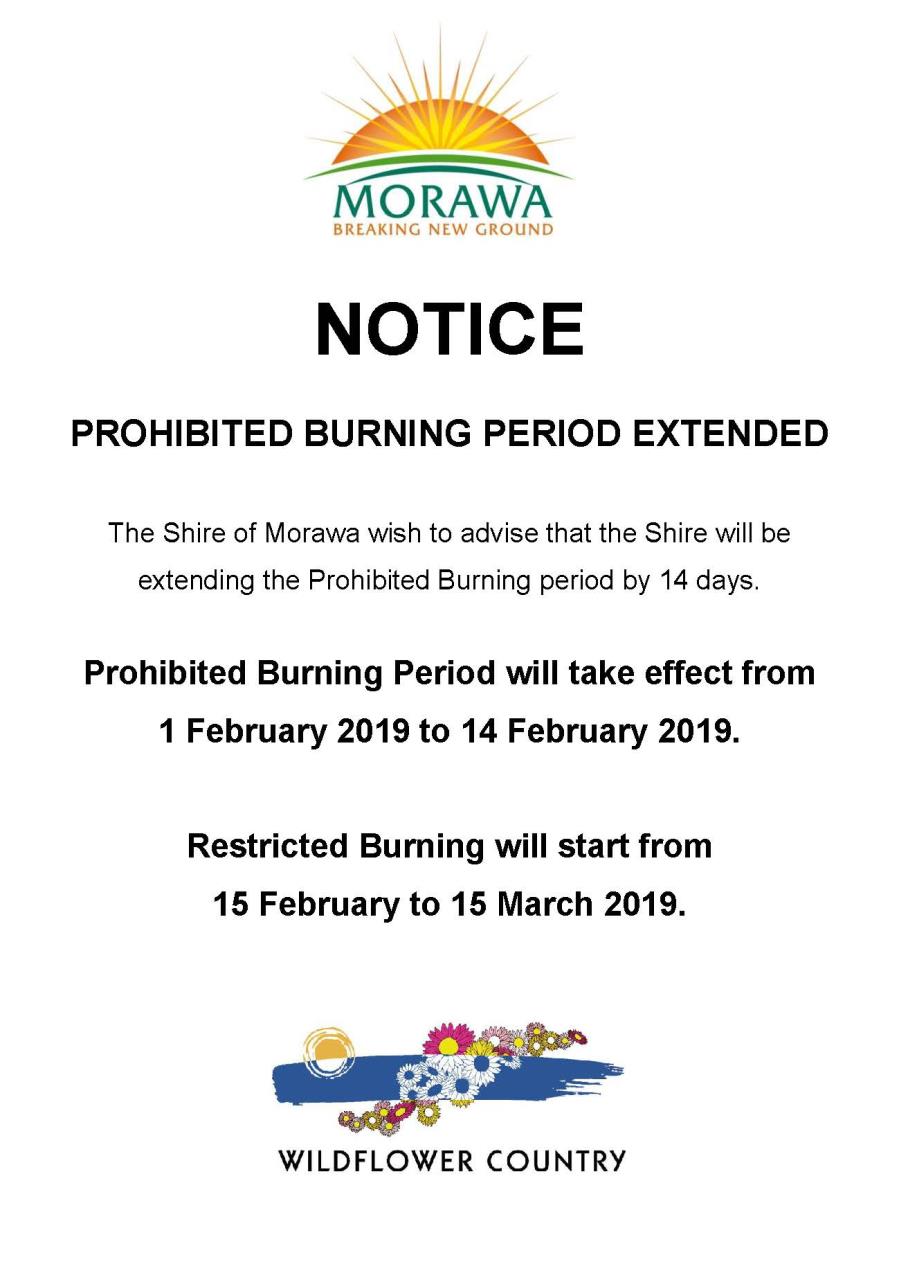 News Story - Prohibited Burning Period Extended » Shire of Morawa