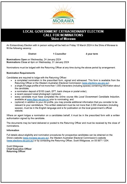 News Story - 2024 Local Government Extraordinary Election - Call for ...